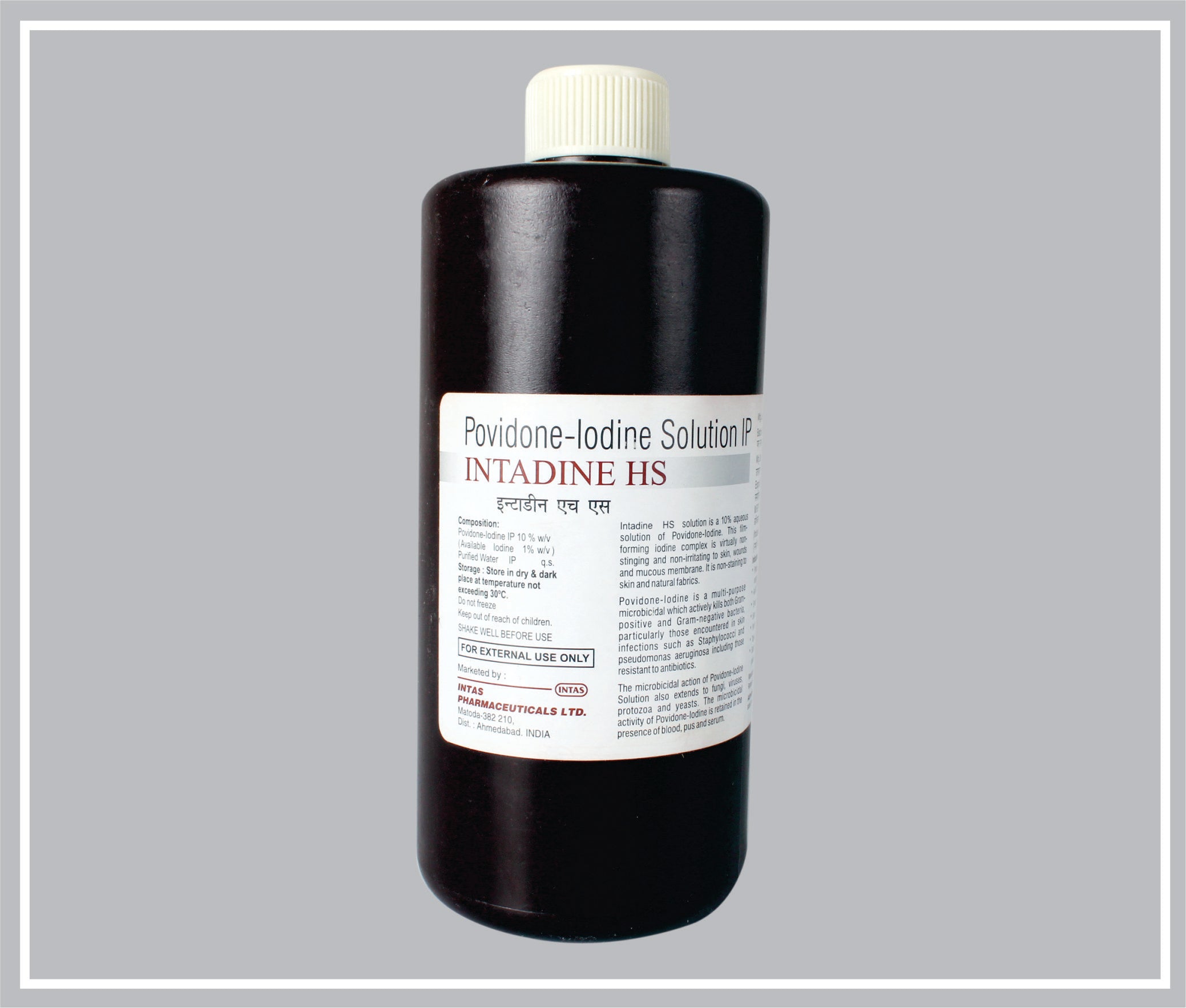 INTADINE -HS 10% (500ML) (Povidone Iodine 10% w/v) by Intas – IshwarPharma