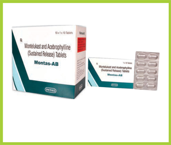MONTAS-AB 10 TAB (Montelukast 10 mg + Acebrophylline 200 mg) by Intas ...
