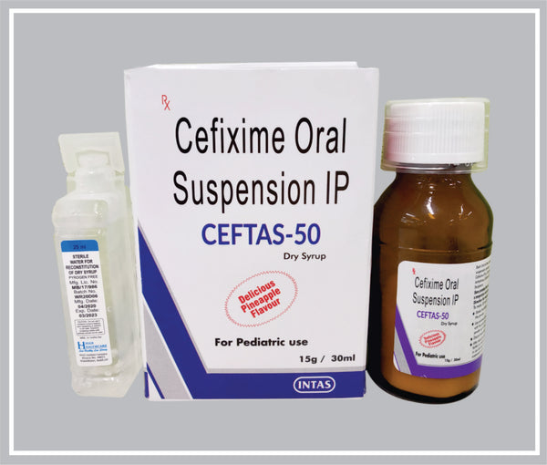 CEFTAS 50 DS 30 ML WITH WFI (Cefixime 50 mg) by Intas – IshwarPharma