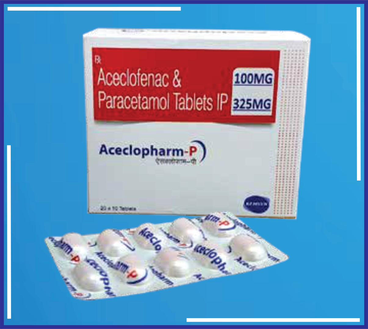 ACECLOPHARM P TAB (ALU-ALU) 20X10 (Aceclofenac Ip 100Mg + Paracetamol ...